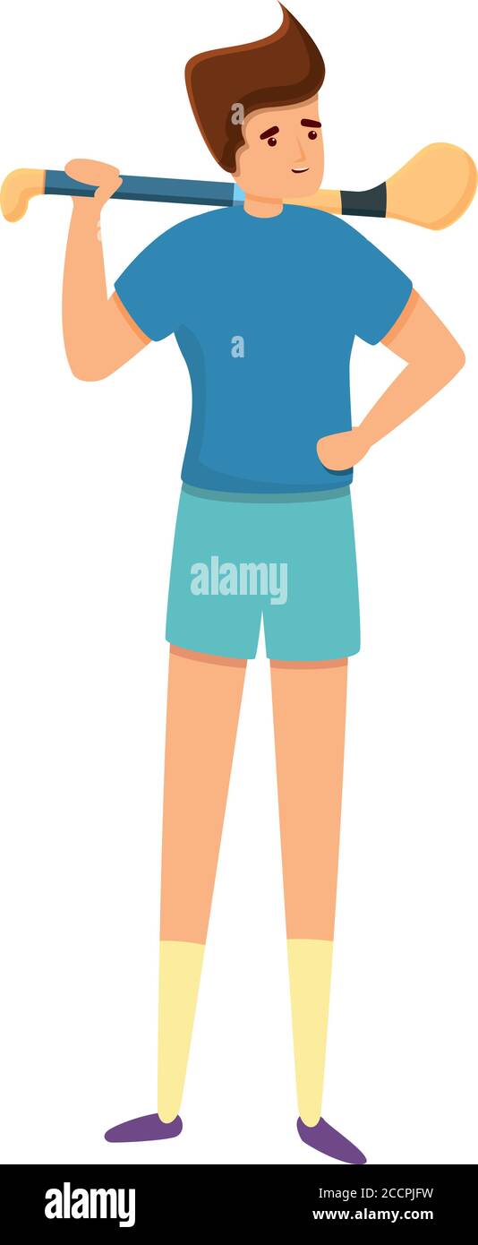 Young hurling player icon. Cartoon of young hurling player vector icon ...