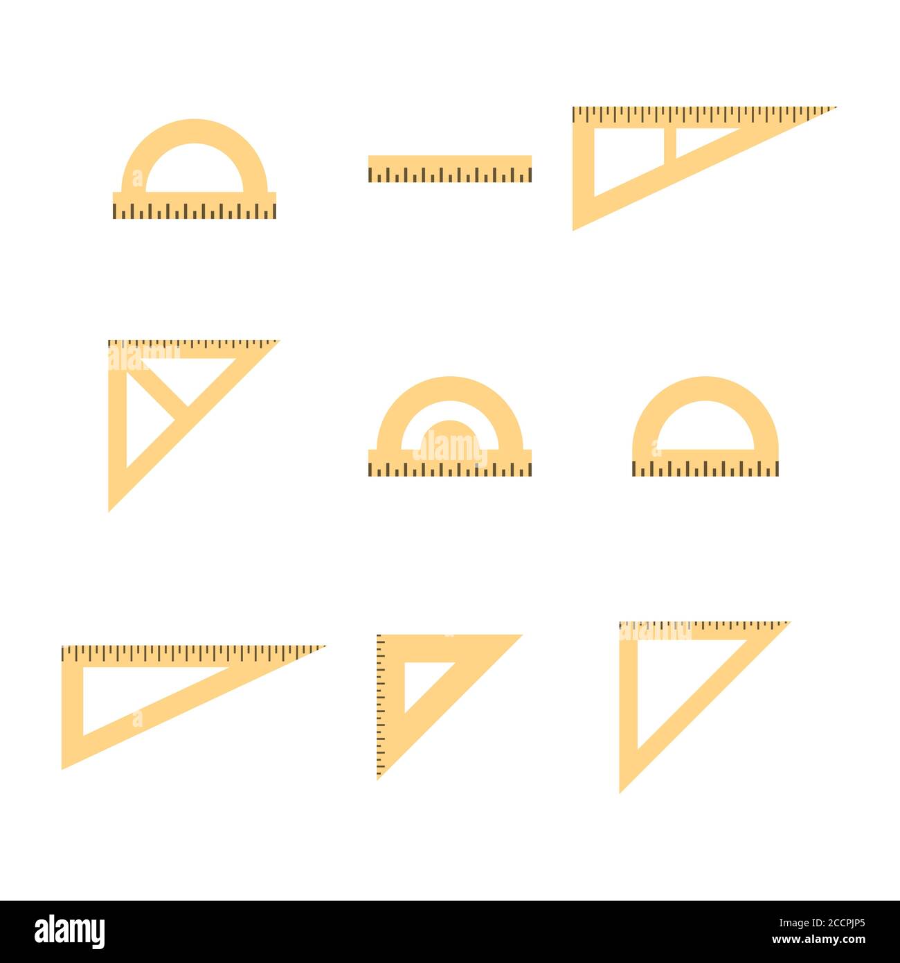 Set of wooden measuring rulers. Flat style, vector illustration Stock ...