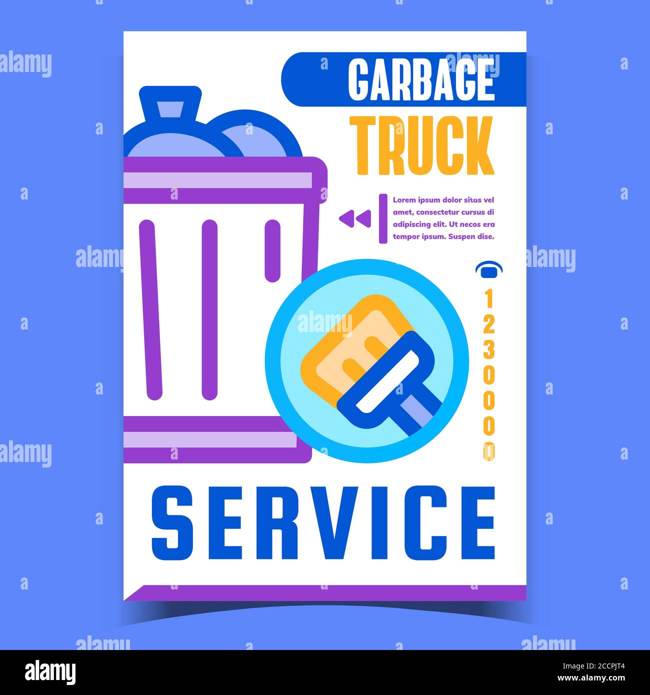 Garbage Truck Service Advertising Banner Vector Stock Vector Image ...