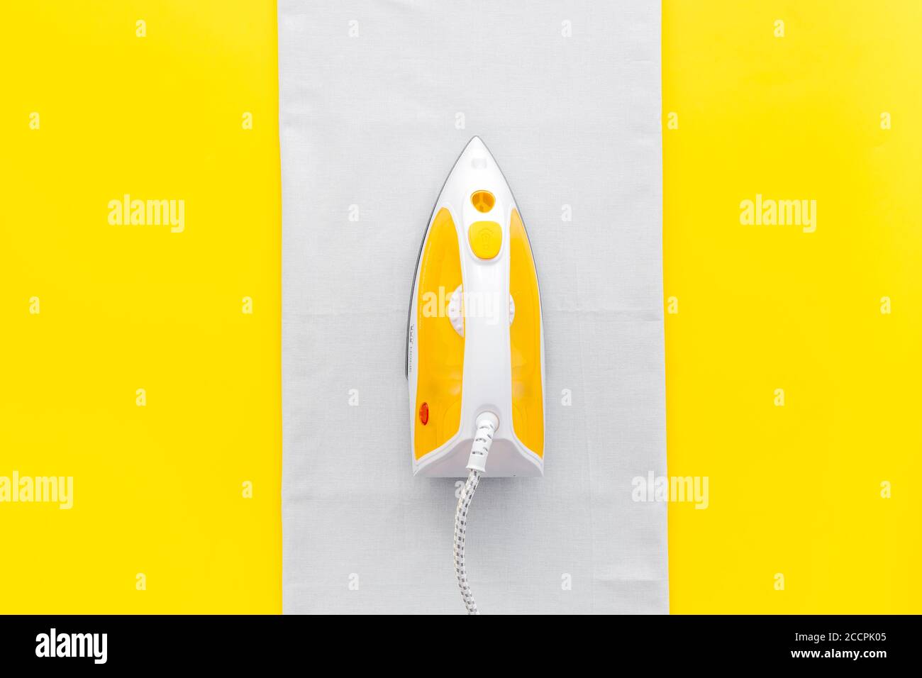 Household laundry ironing concept. Iron with clothes top view Stock ...