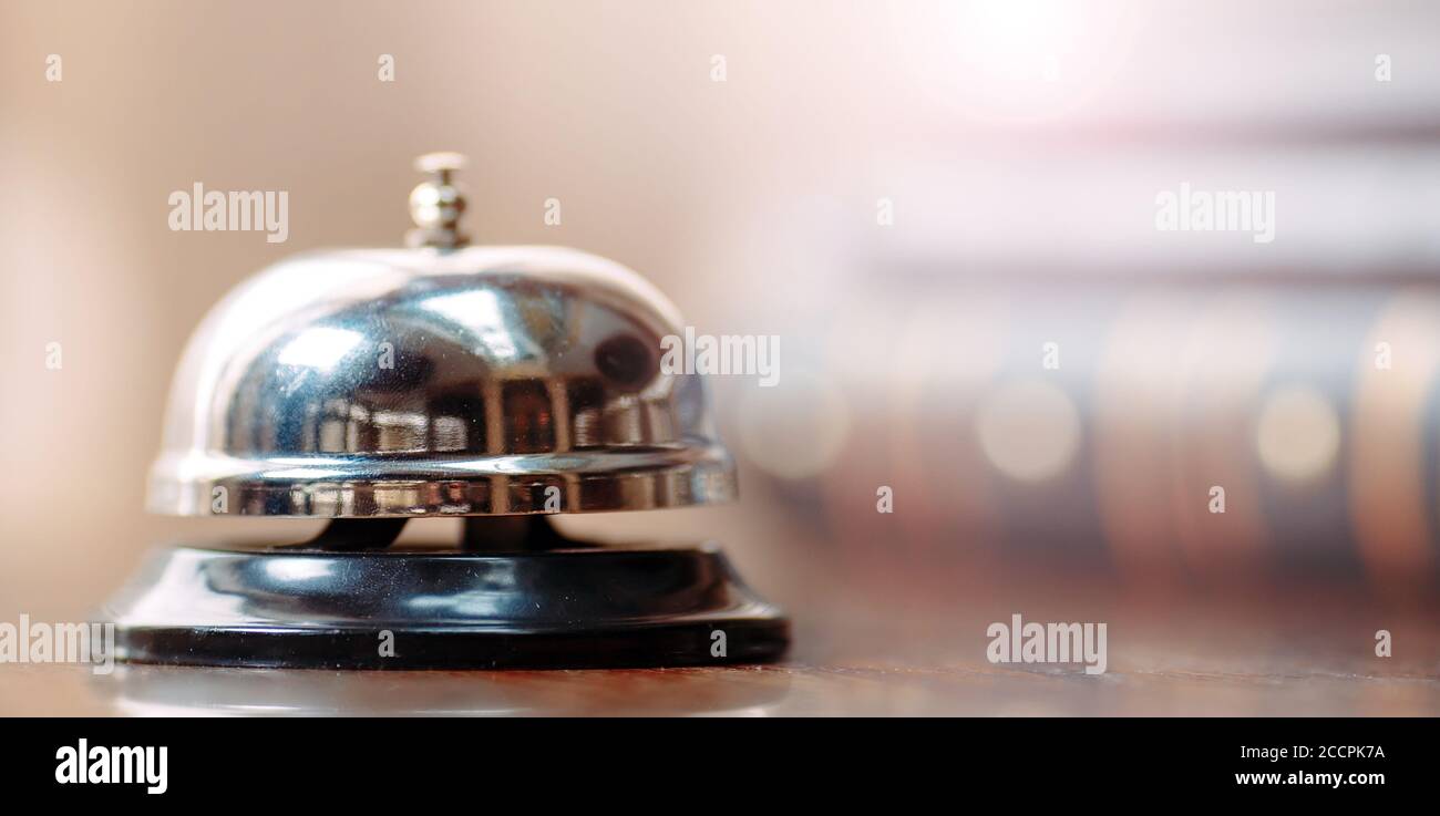Shot of a Desk Bell in hotel Stock Photo - Alamy