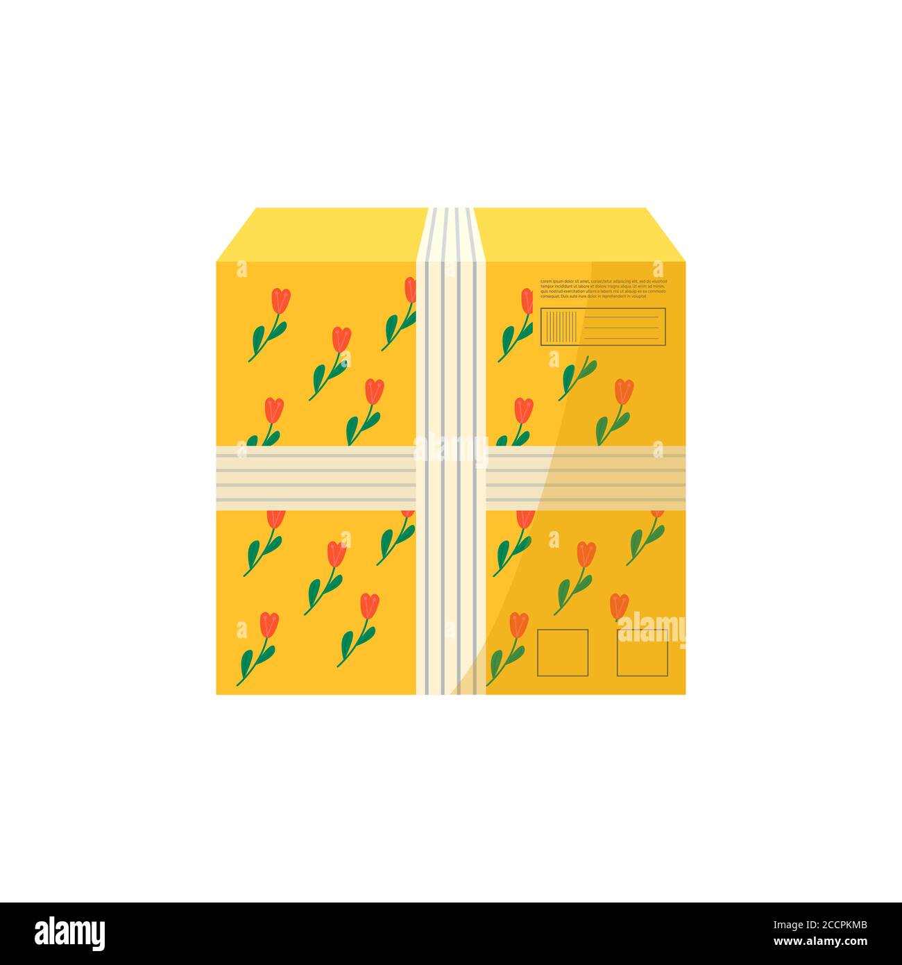 Carton packages with adhesive tape for delivery icons. Set of postal ...