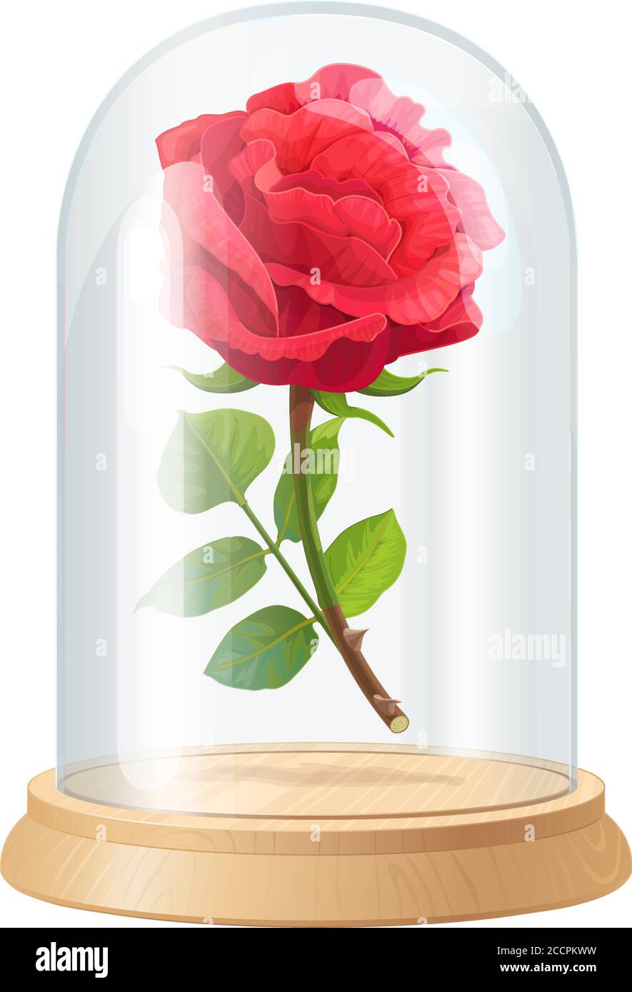 vector Beauty and Beast vintage rose, glass dome Stock Vector Image ...