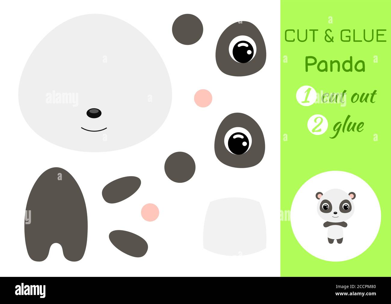 Cut and glue baby panda. Education developing worksheet. Color paper ...