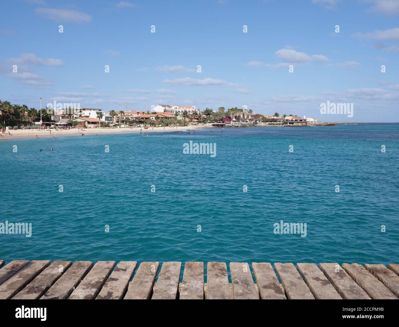 Beauty waters of Atlantic Ocean and pier on Sal island, Cape Verde ...
