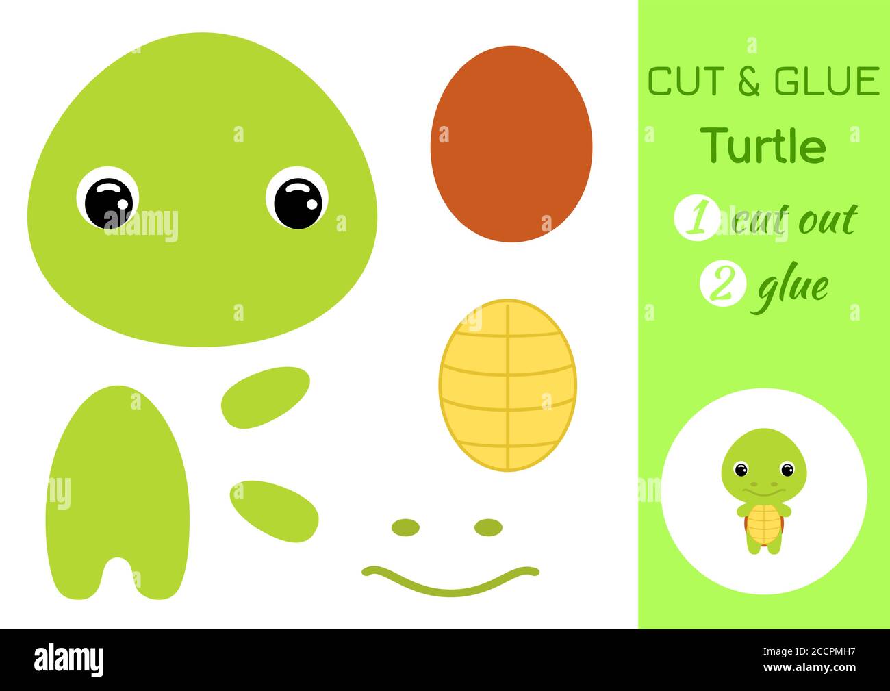 Cut and glue baby turtle. Education developing worksheet. Color paper ...