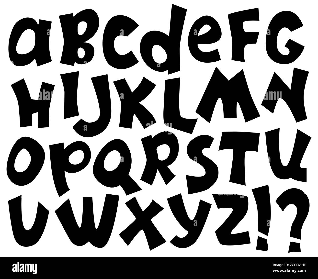 Playful quirky English alphabet with capital letters, question and ...