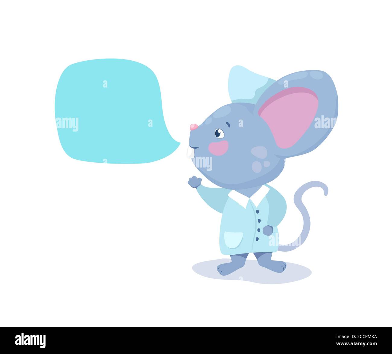 Cute doctor mouse with text bubble vector character on white background ...