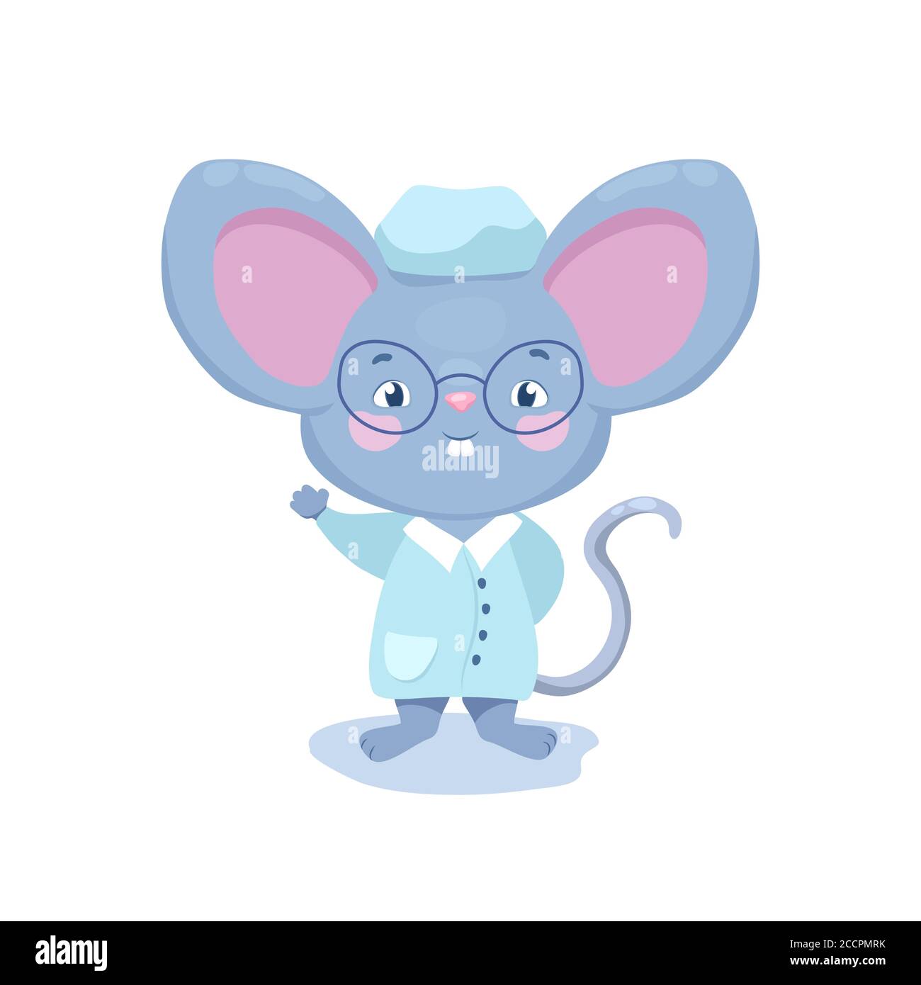 Cute doctor mouse in glasses vector character on white background. Kids ...