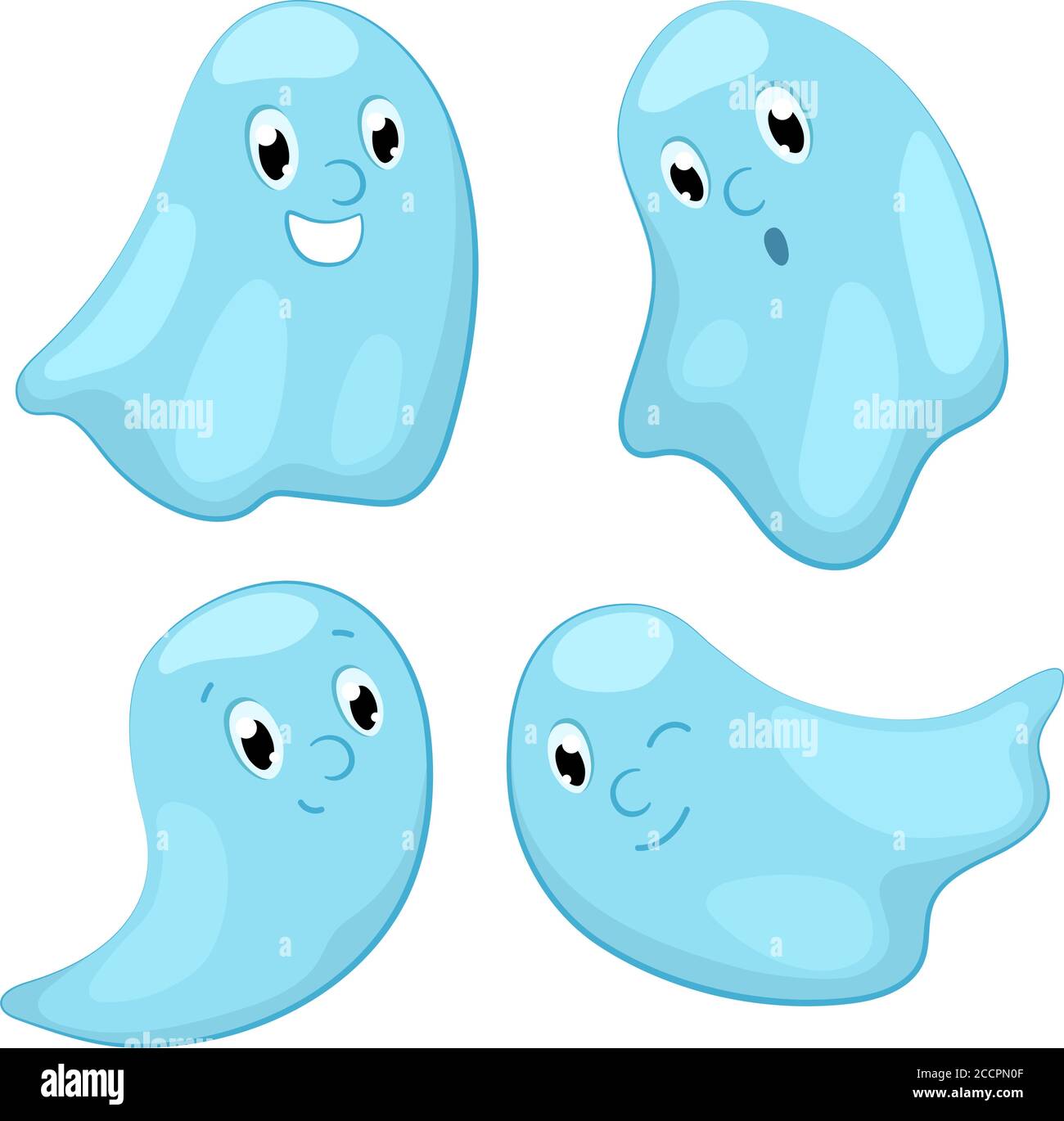 Cute ghost character set. Friendly ghost vector illustration on white ...