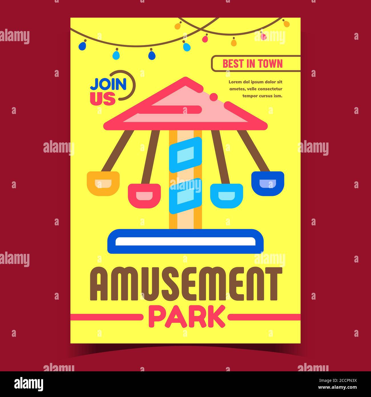 Amusement Park Creative Advertising Banner Vector Stock Vector Image ...