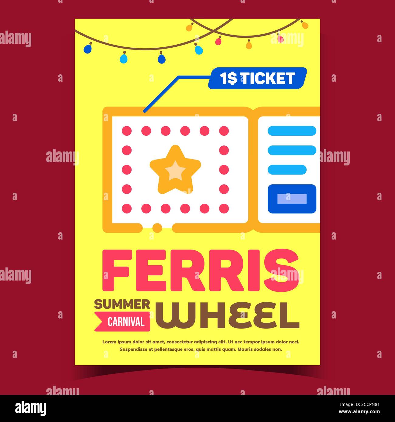 Ferris Wheel Ticket Advertising Poster Vector Stock Vector Image & Art ...