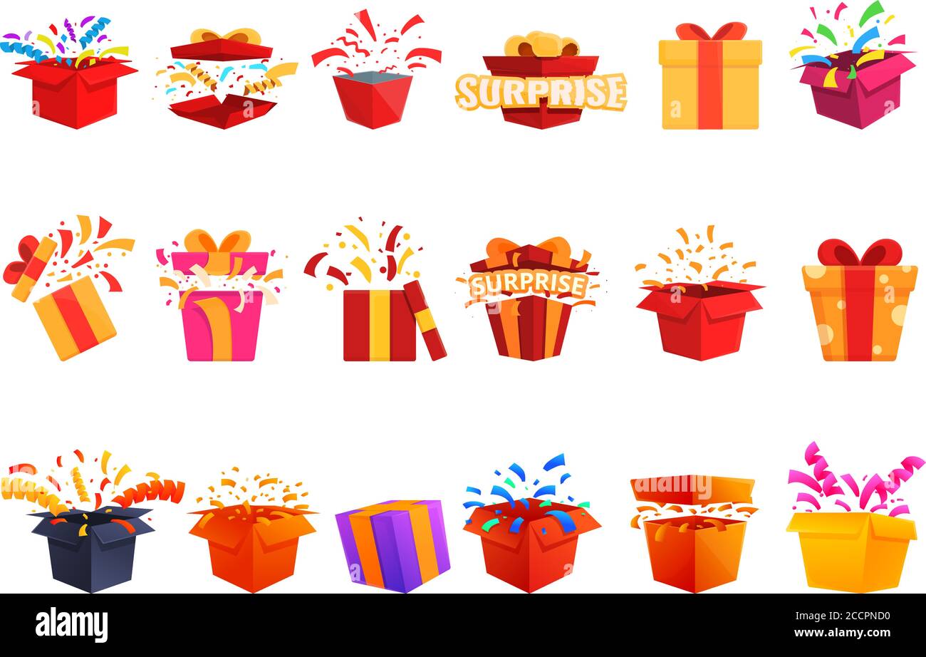Surprise icons set. Cartoon set of surprise vector icons for web design ...