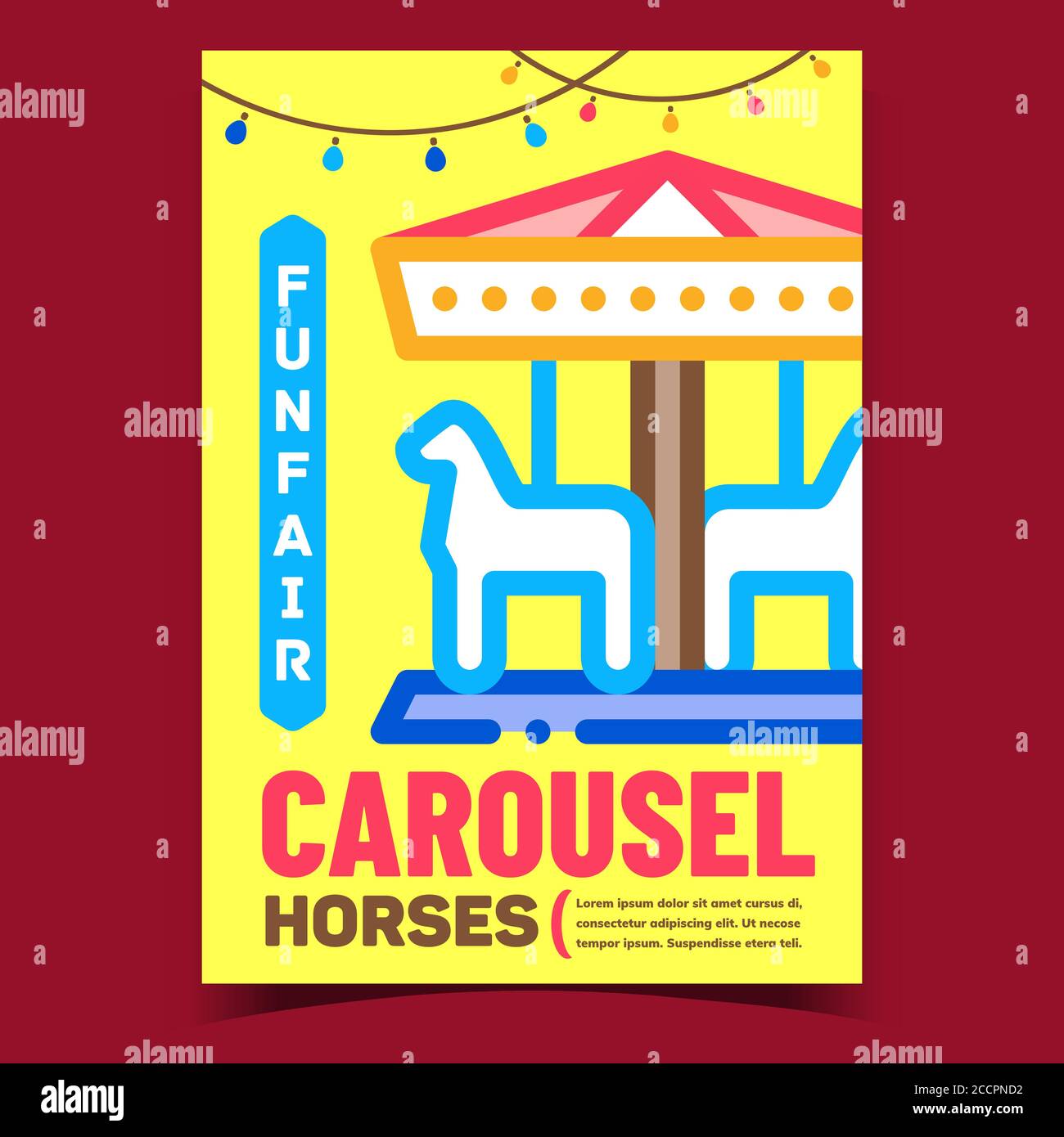 Funfair Horses Carousel Advertising Poster Vector Stock Vector Image ...