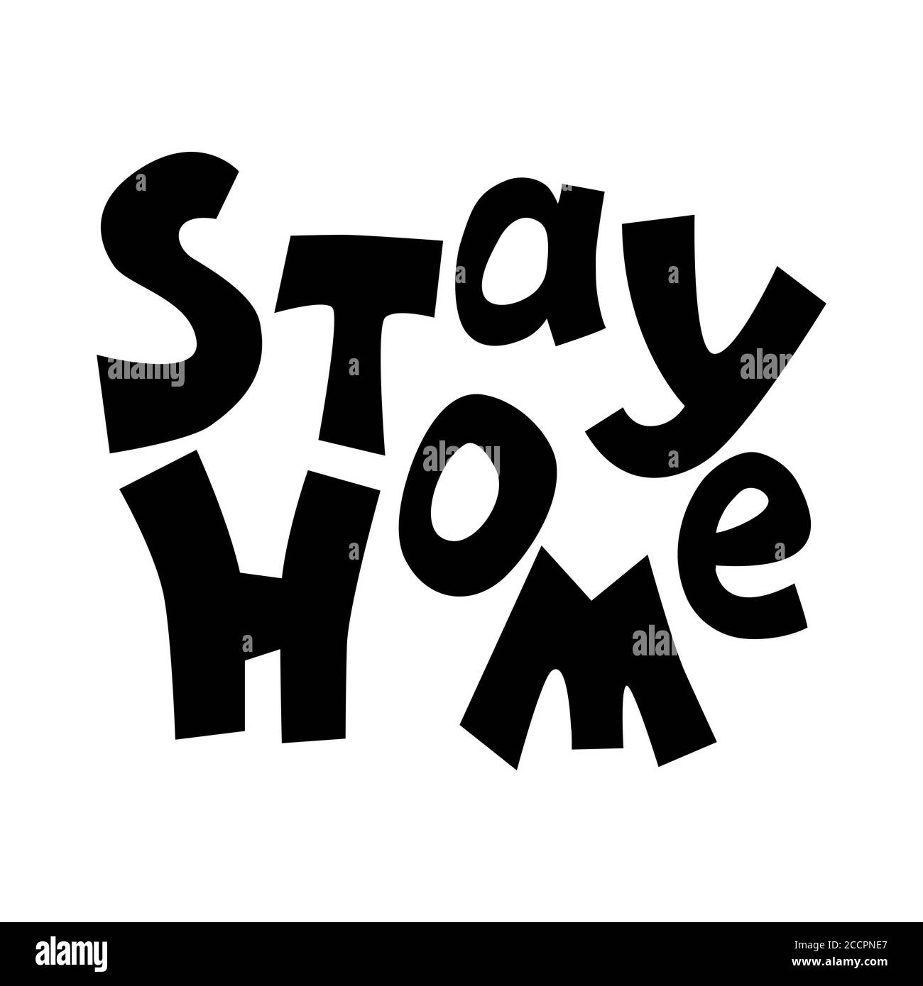 Stay Home inscription on white background. Black silhouette vector ...