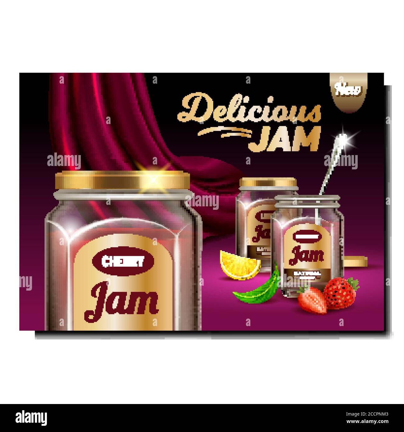 Delicious Jam Creative Promotional Banner Vector Stock Vector Image ...