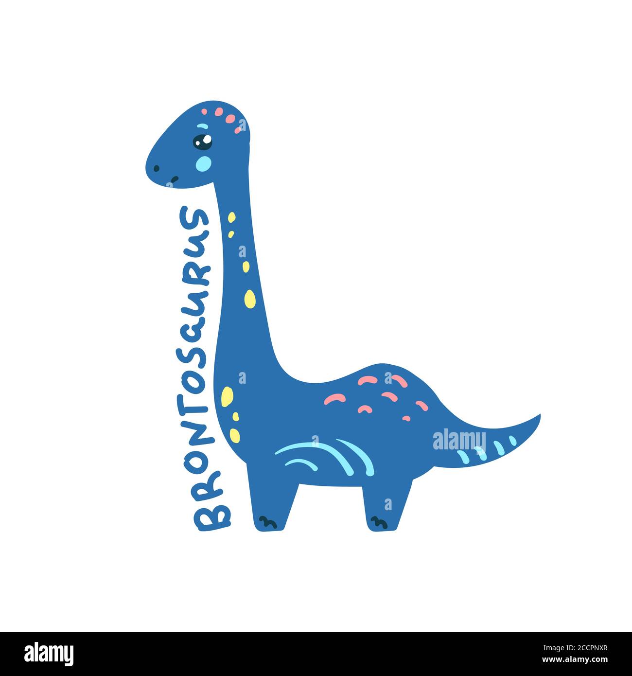 Cartoon dinosaur Brontosaurus. Cute dino character isolated. Playful dinosaur vector ...