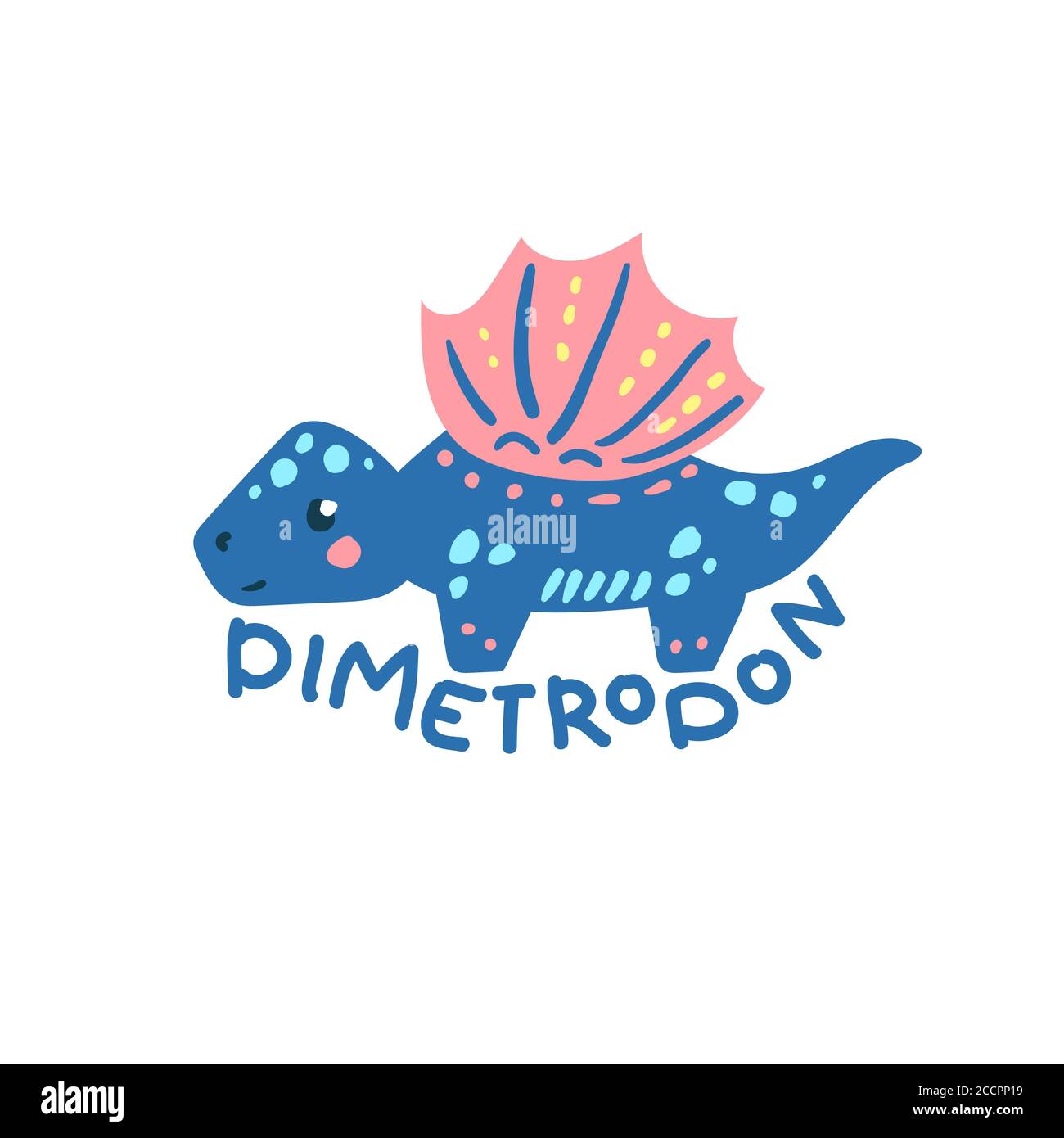 Cartoon dinosaur Dimetrodon. Cute dino character isolated. Playful ...