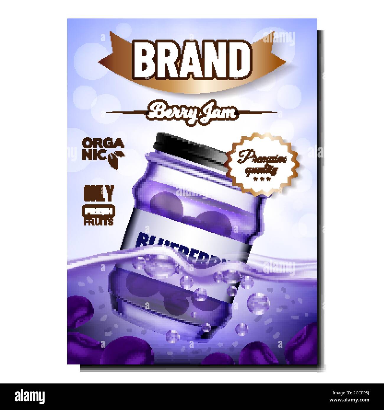 Blueberry Berry Jam Promotional Banner Vector Stock Vector Image & Art ...