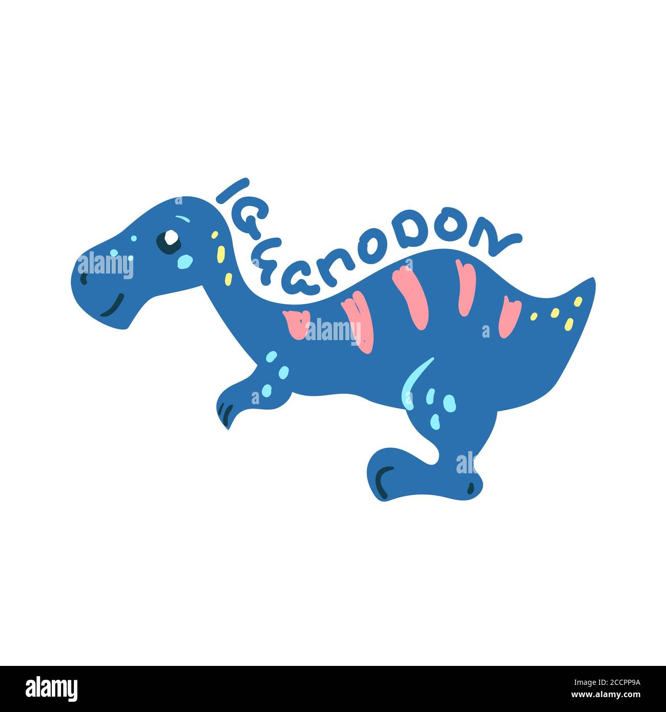 Cartoon dinosaur Iguanodon. Cute dino character isolated. Playful ...