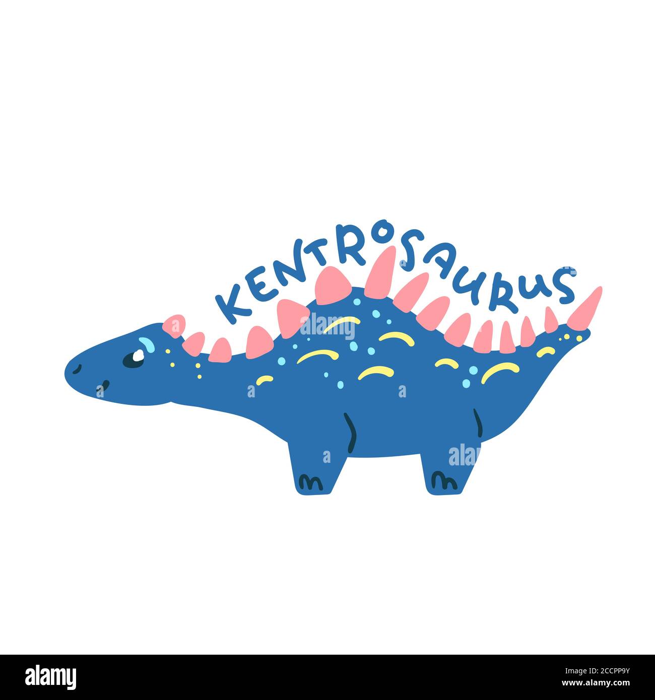 Cartoon dinosaur Kentrosaurus. Cute dino character isolated. Playful ...