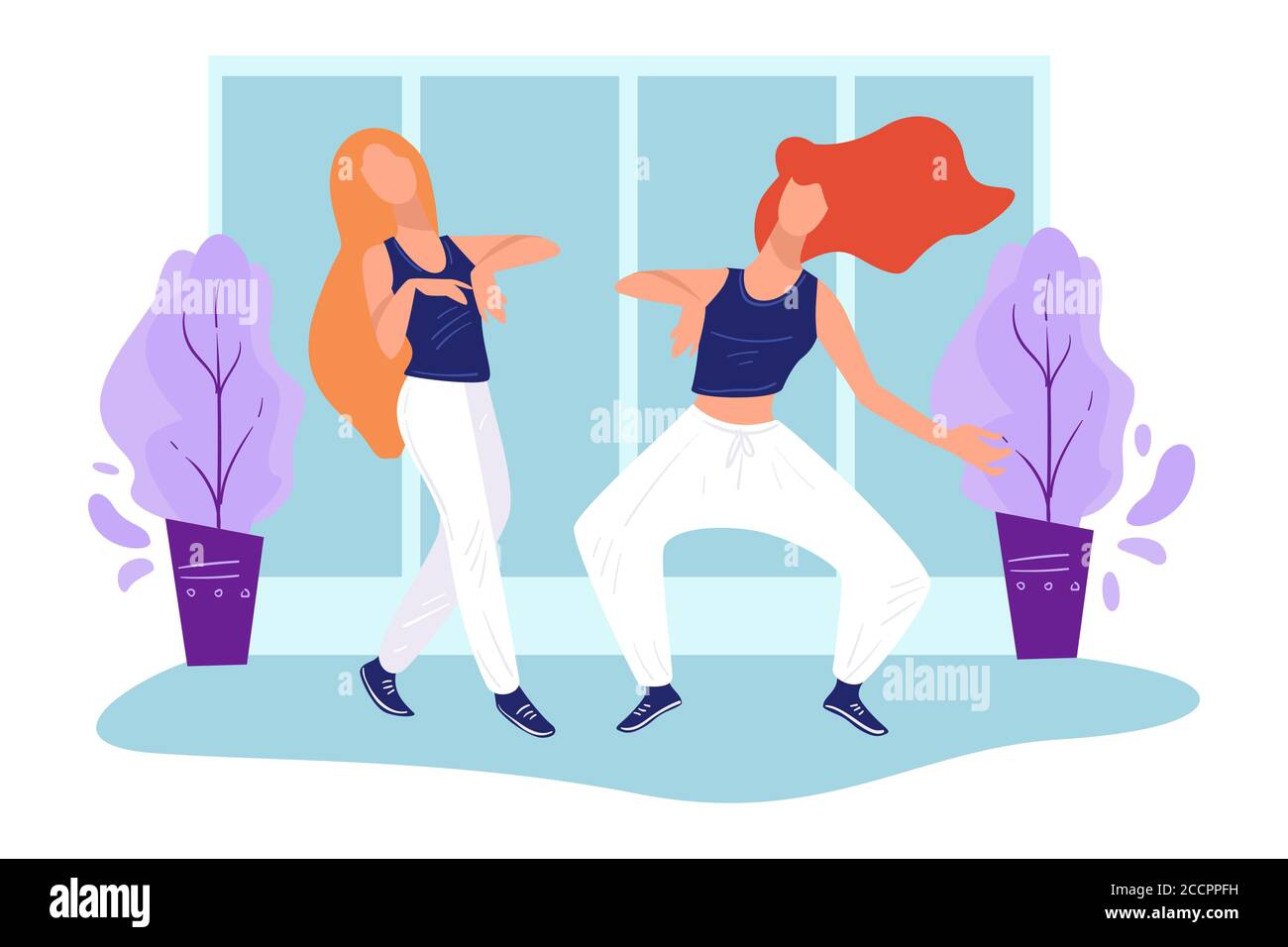 Modern dance, teenage girls performing hip hop movements Stock Vector ...