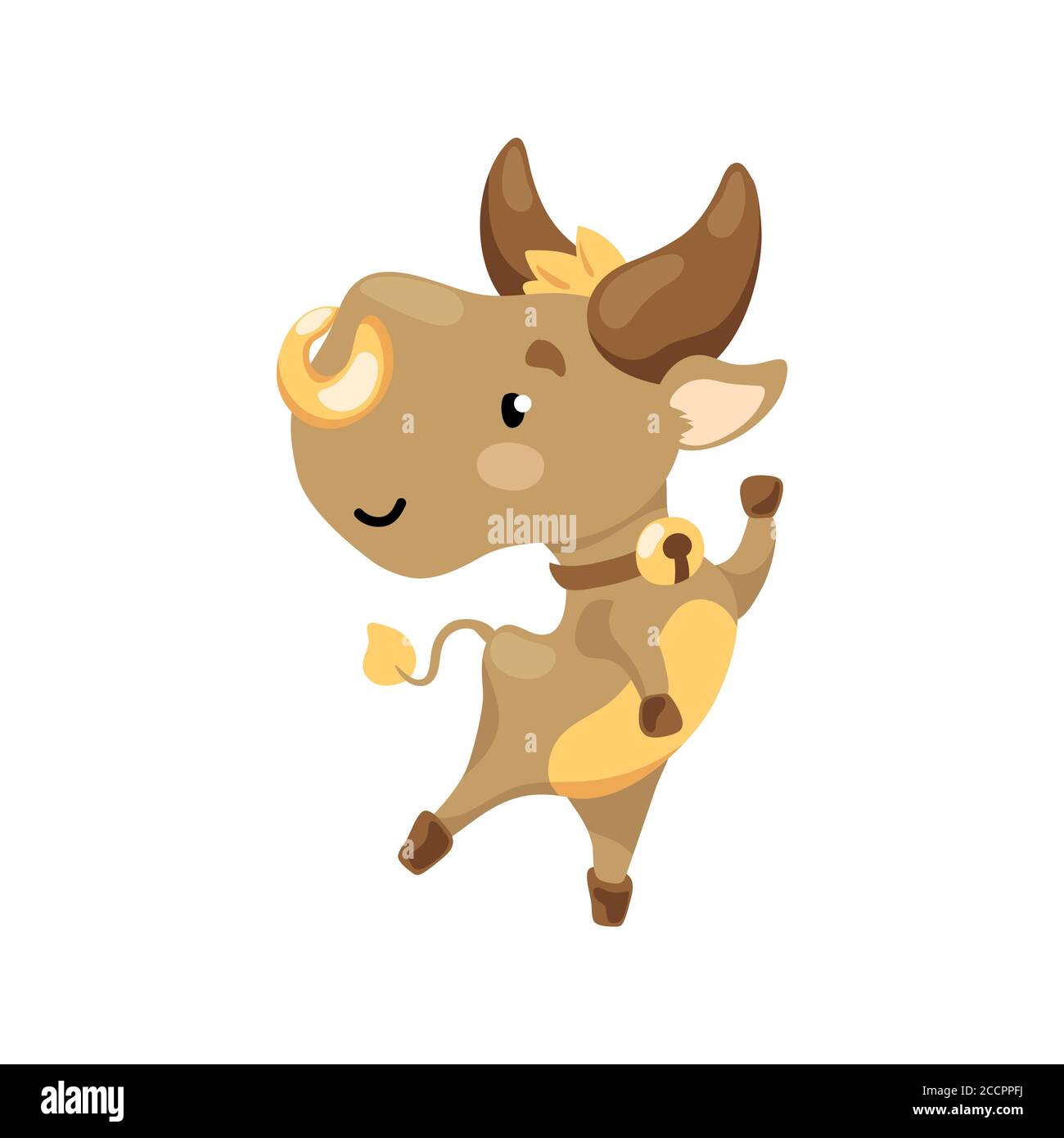 Cute bull character vector illustration on white background. Cheerful ...