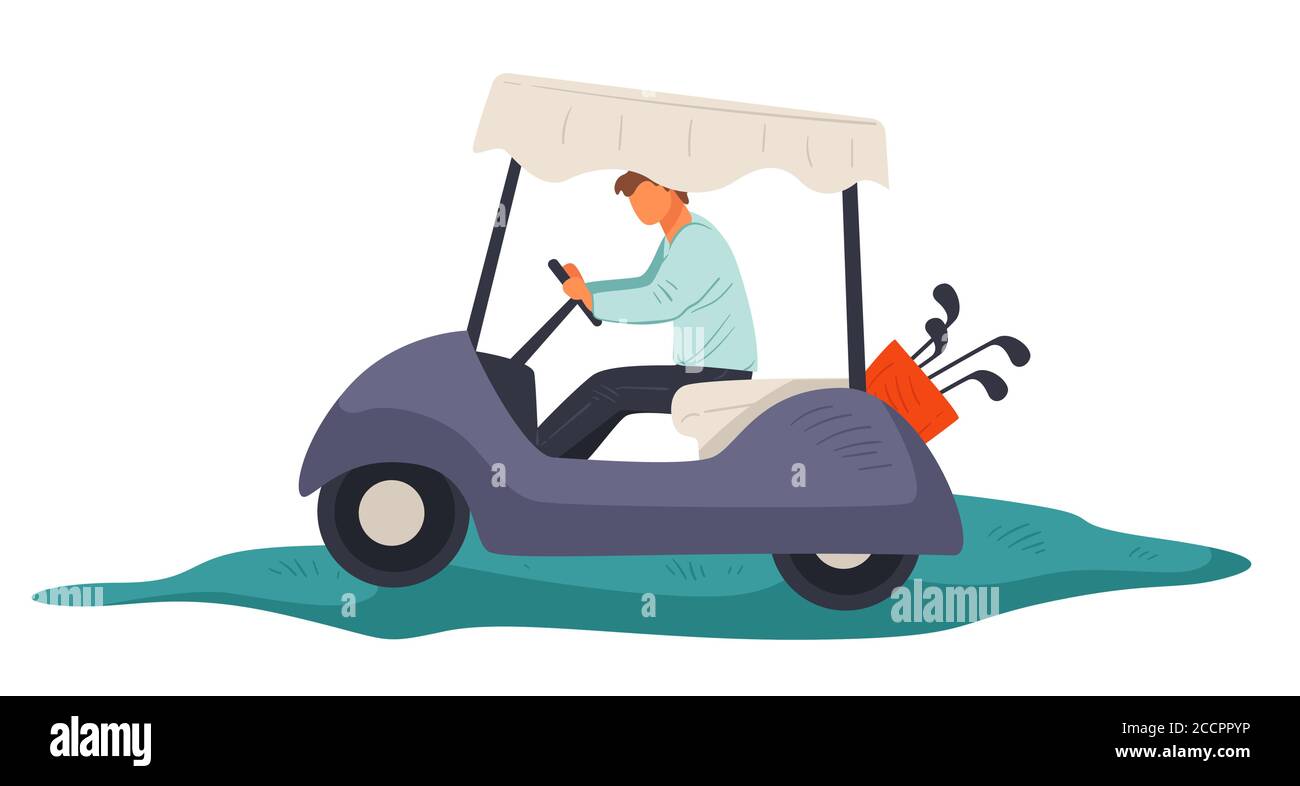 Small automobile for golf course, car with clubs Stock Vector Image ...