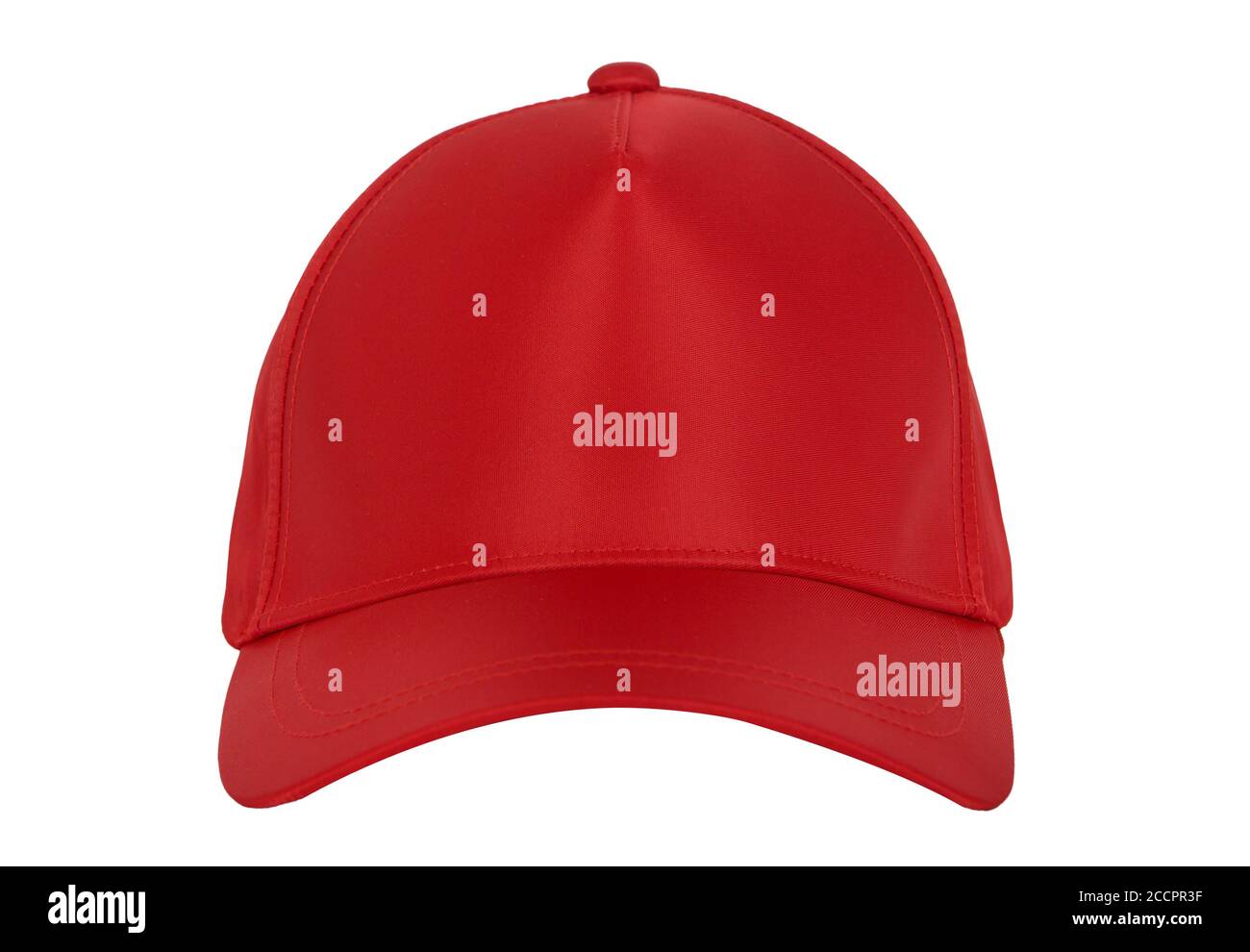 Red blank baseball cap closeup of front view on white background Stock ...