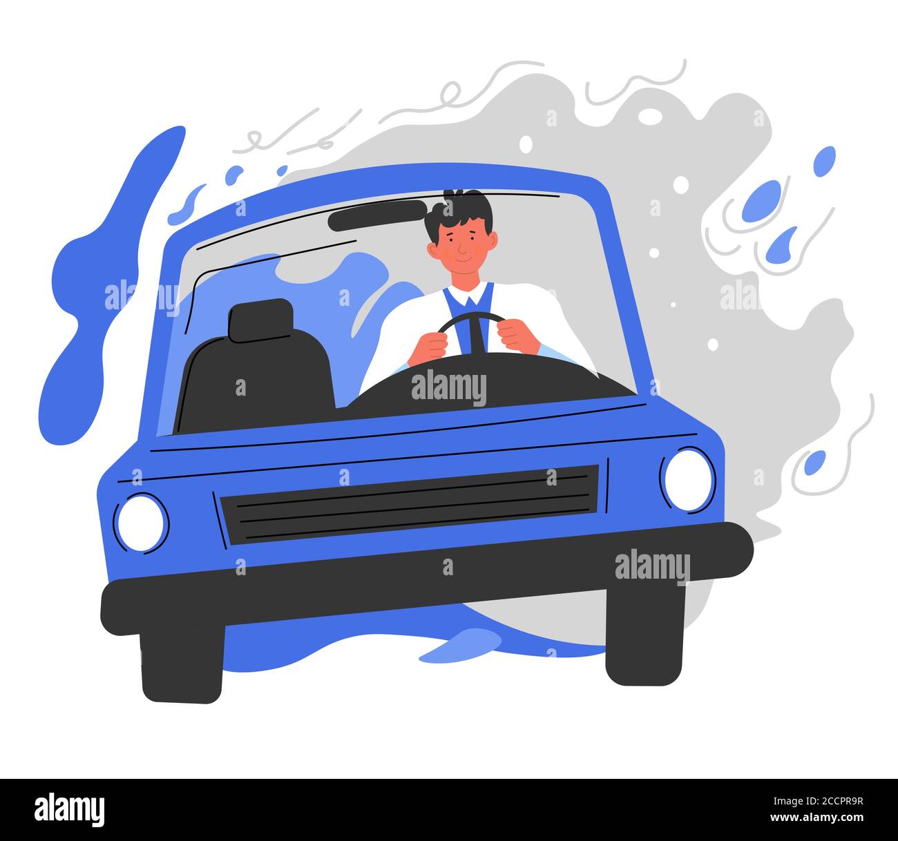 Man driving car, male character using vehicle for transportation Stock ...