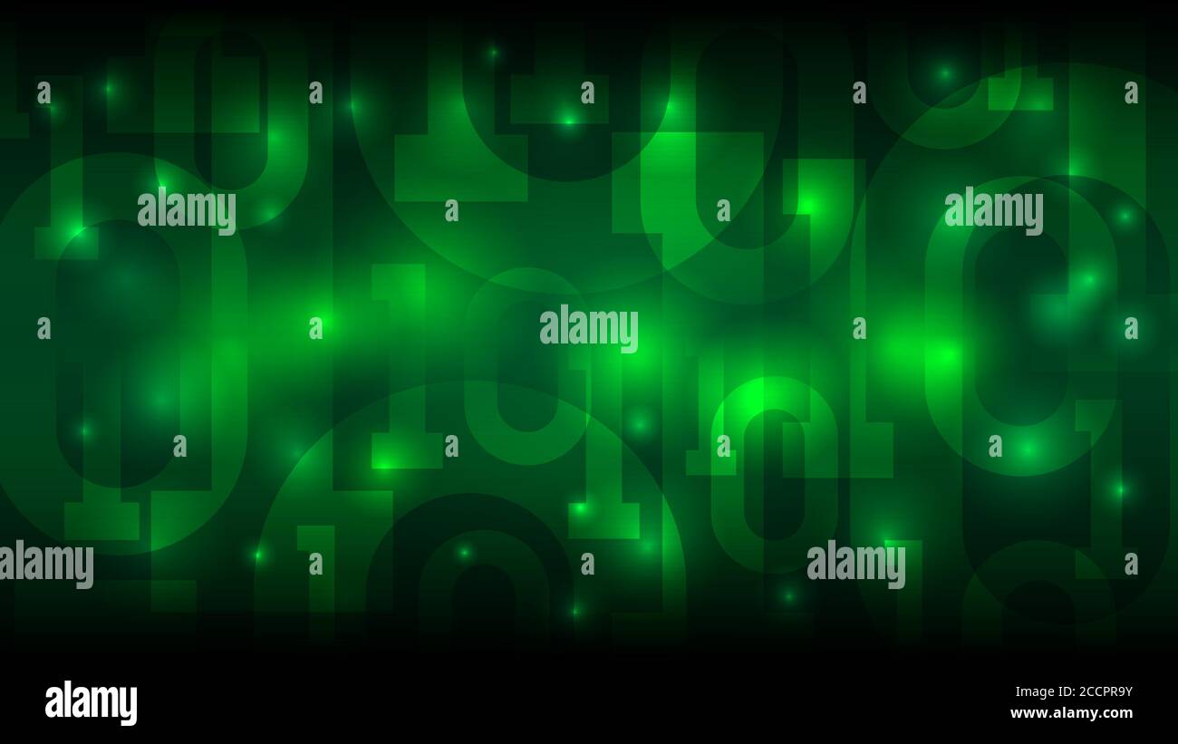 Matrix green background with binary code, digital code in abstract futuristic cyberspace, cloud ...