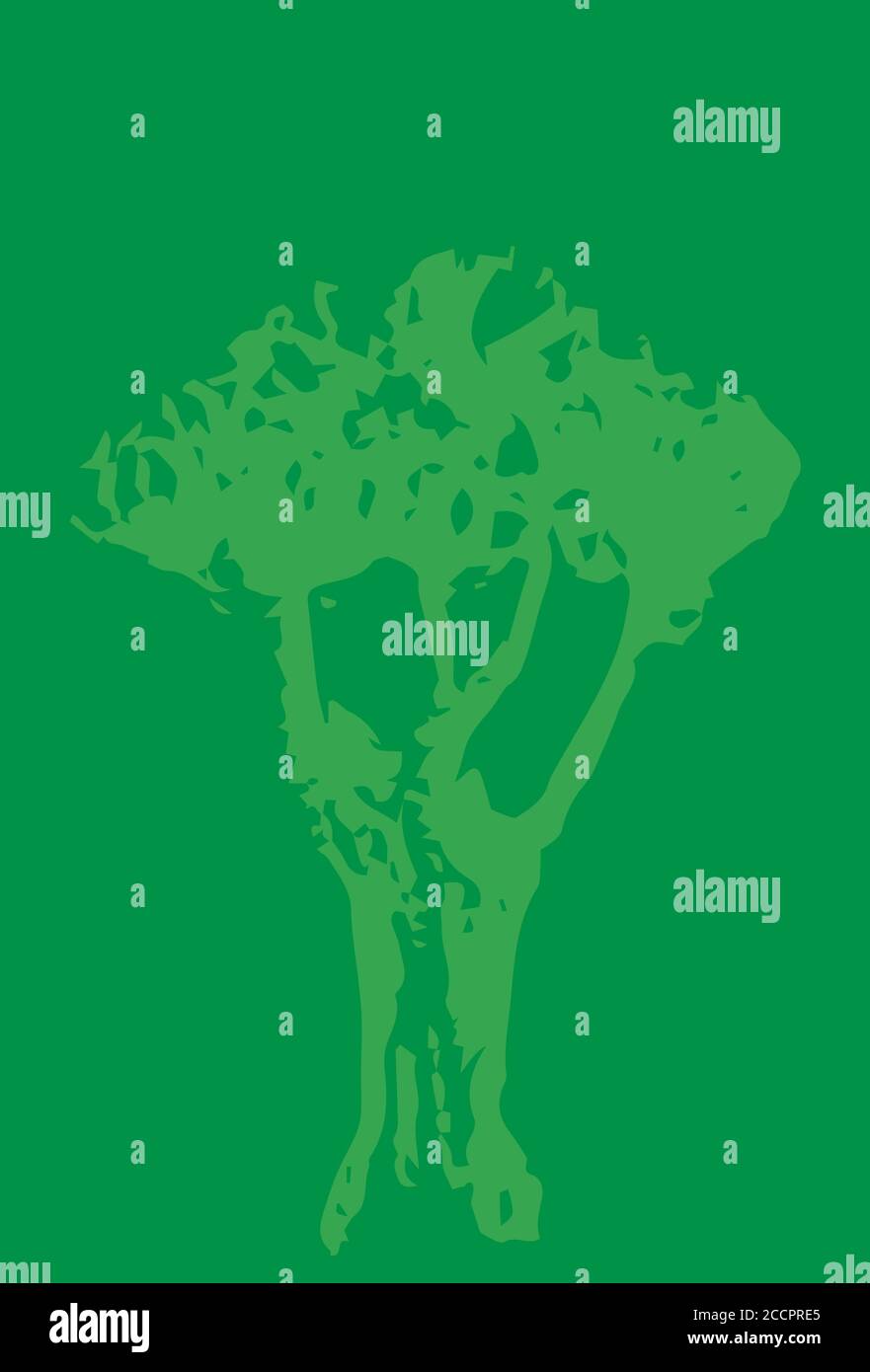 Blank postcard with handdrawn tree silhouette. Tall tree stamp ...