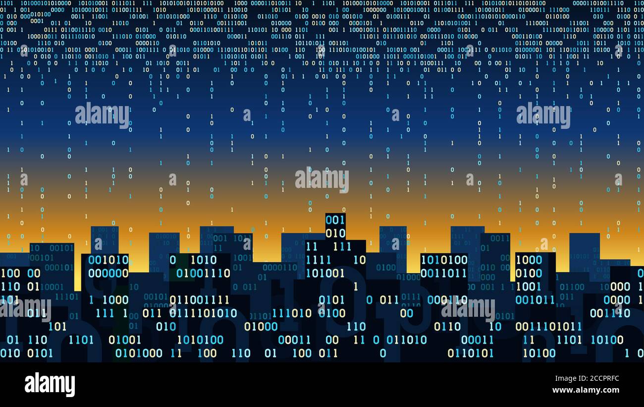 Abstract futuristic city with the artificial intelligence and internet ...