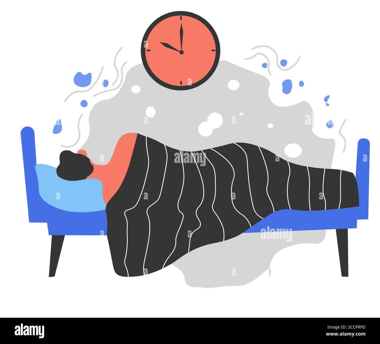 Male character sleeping in bed, sleepy man at night Stock Vector Image ...