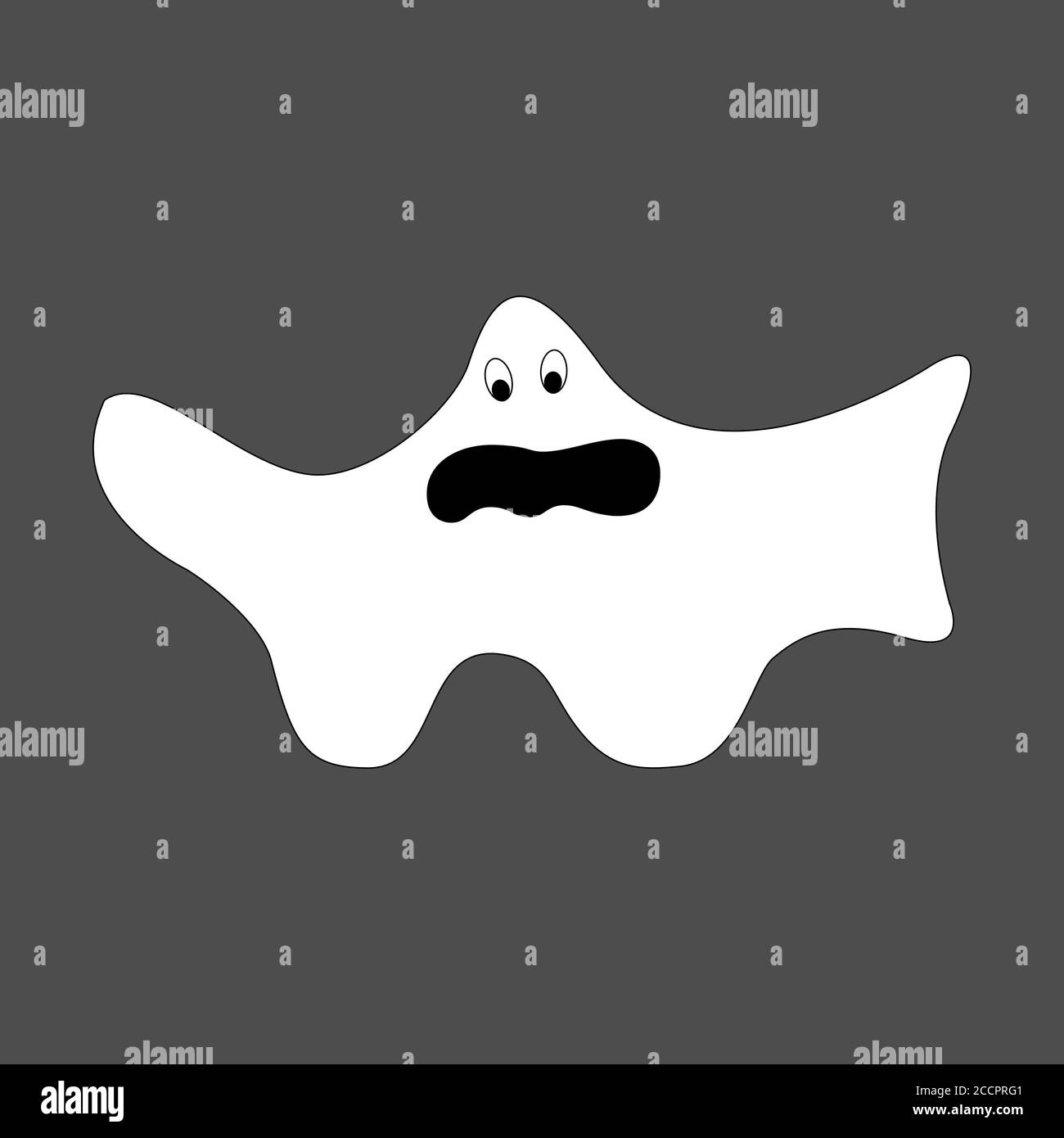 Cartoon ghost outline. Vector color illustration isolated on dark ...