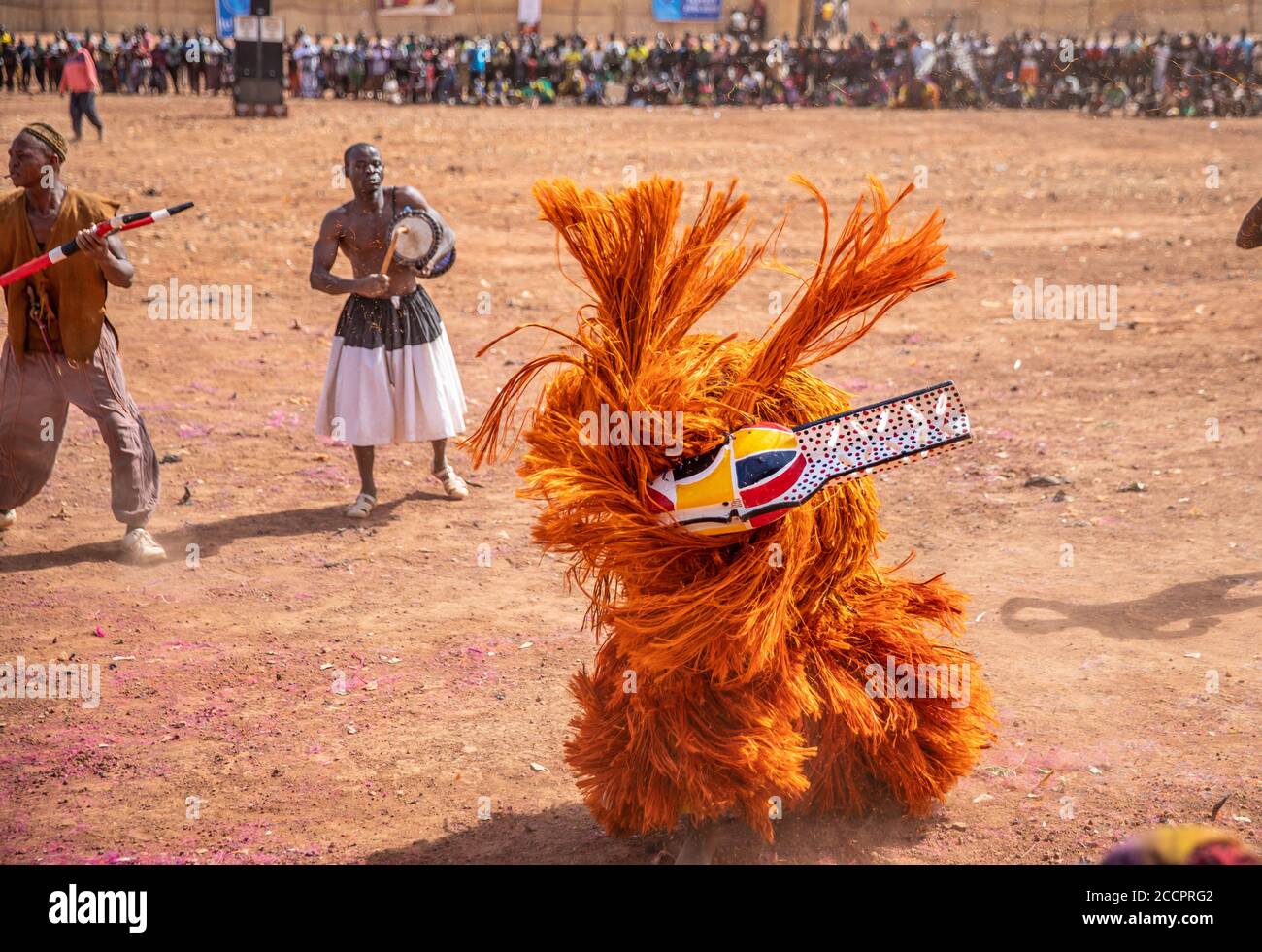 Masks Dance at Festima Festival in Dedougou, Burkina Faso Stock Photo ...