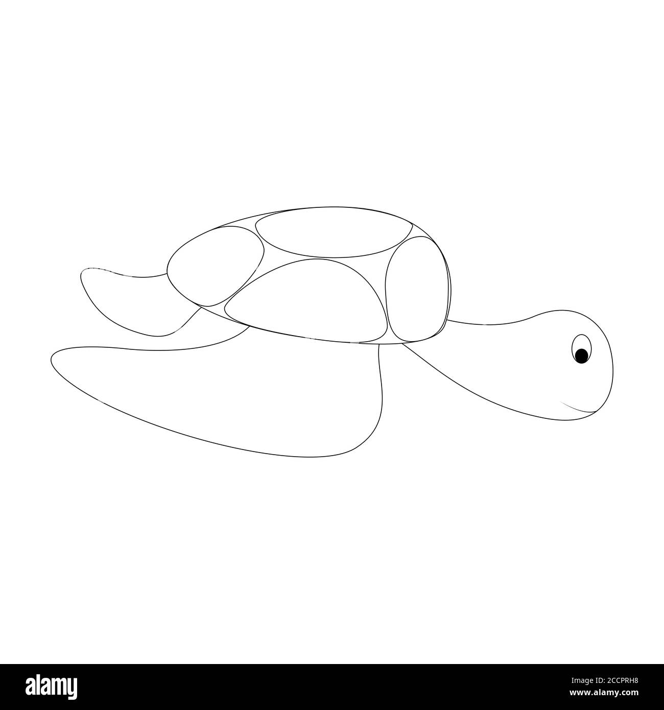 Cartoon turtle outline. Vector illustration isolated on white ...