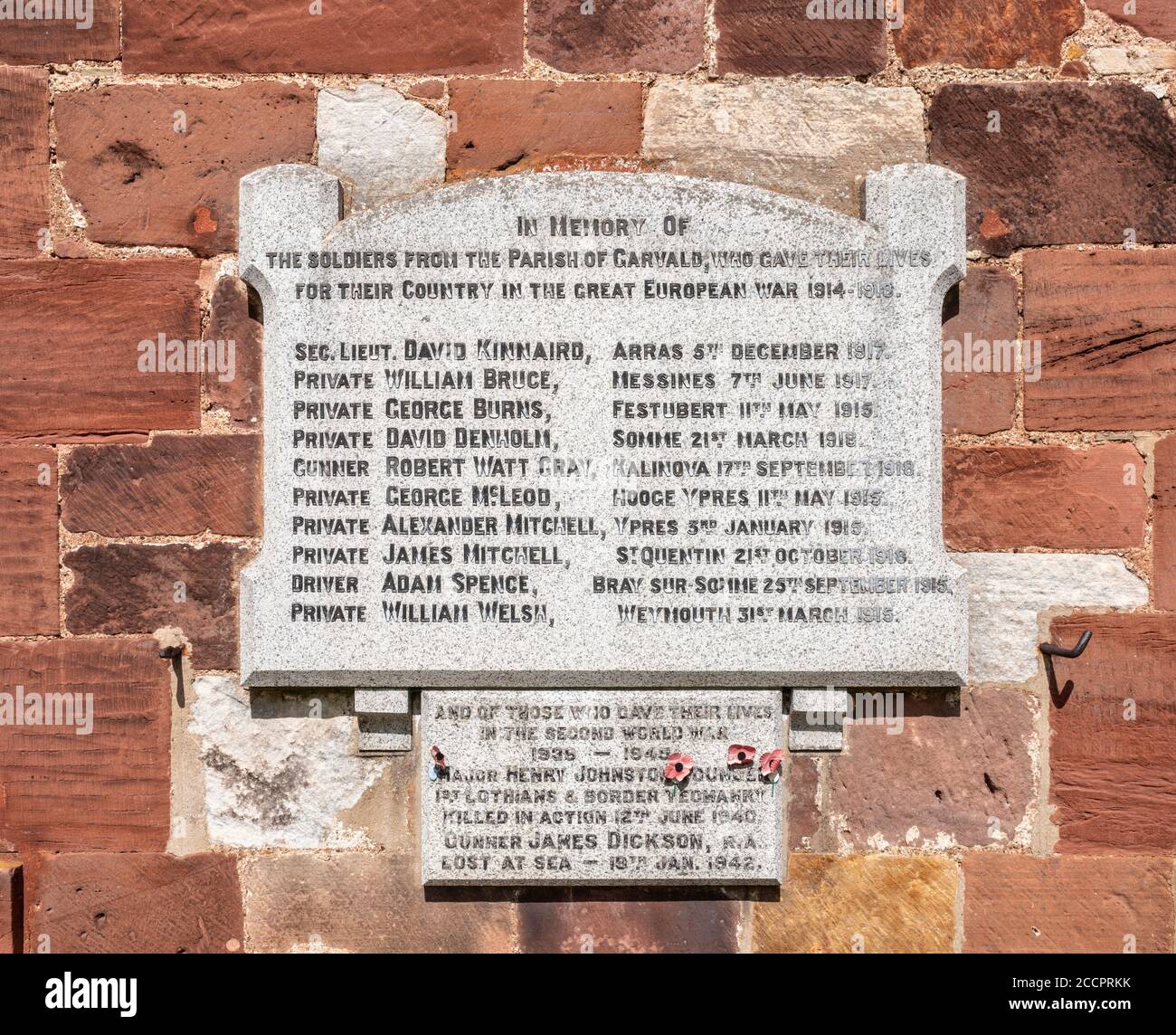 War Memorial, Garvald and Bara Parish Church, East Lothian, Scotland ...