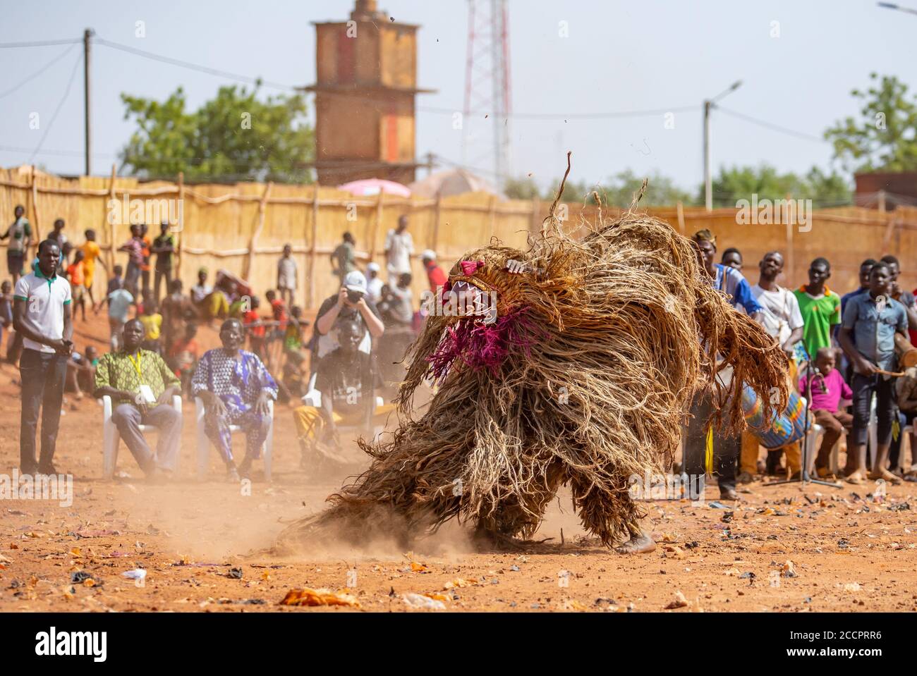 Masks Dance at Festima Festival in Dedougou, Burkina Faso Stock Photo ...