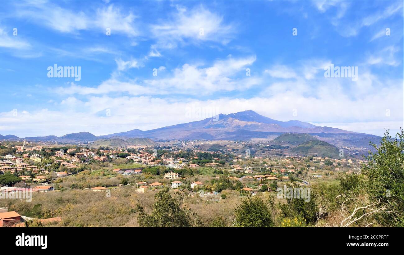 Etna volcano. View from afar. Italy, Sicily Stock Photo - Alamy