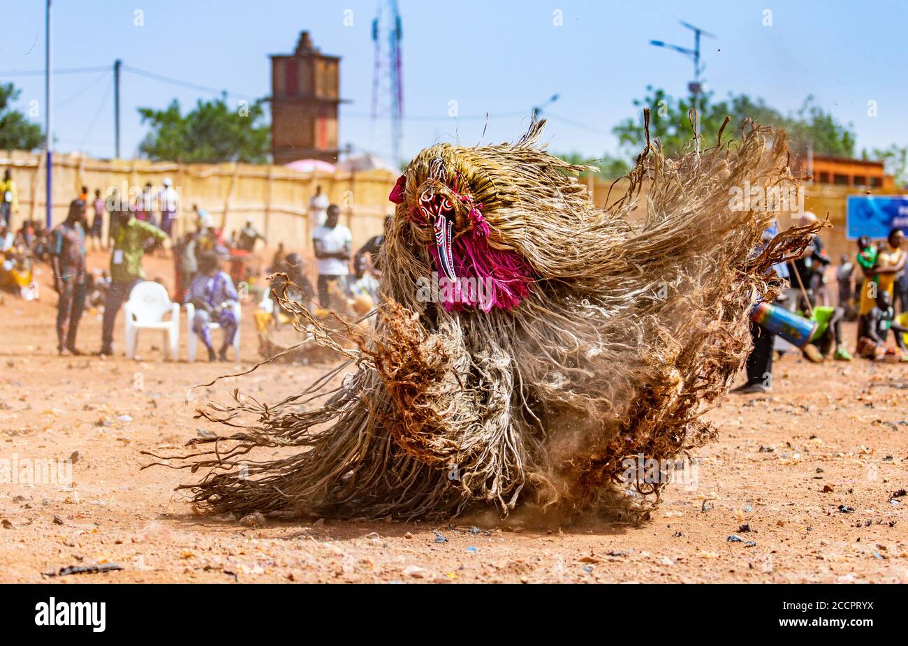 Masks Dance at Festima Festival in Dedougou, Burkina Faso Stock Photo ...