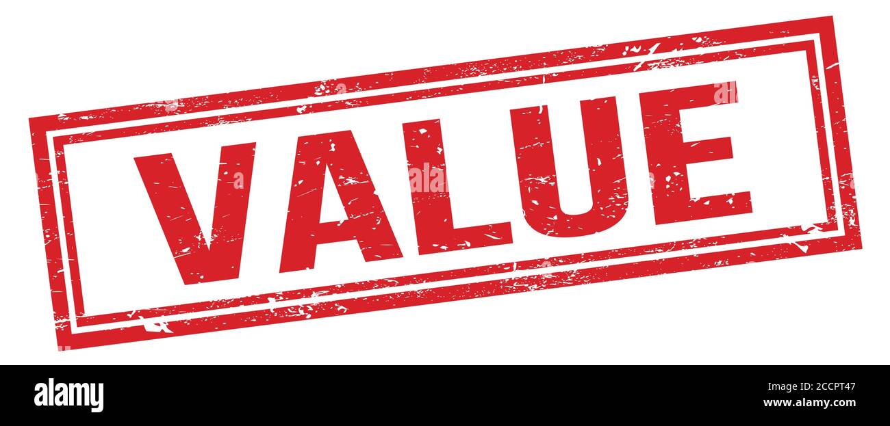 VALUE red grungy rectangle stamp sign Stock Photo - Alamy