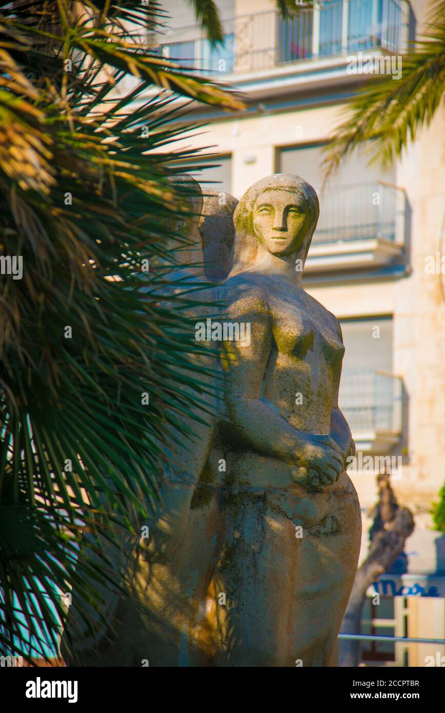 Spanish Beach Resort in Barcelona, Spain. Sitges area is known as a ...