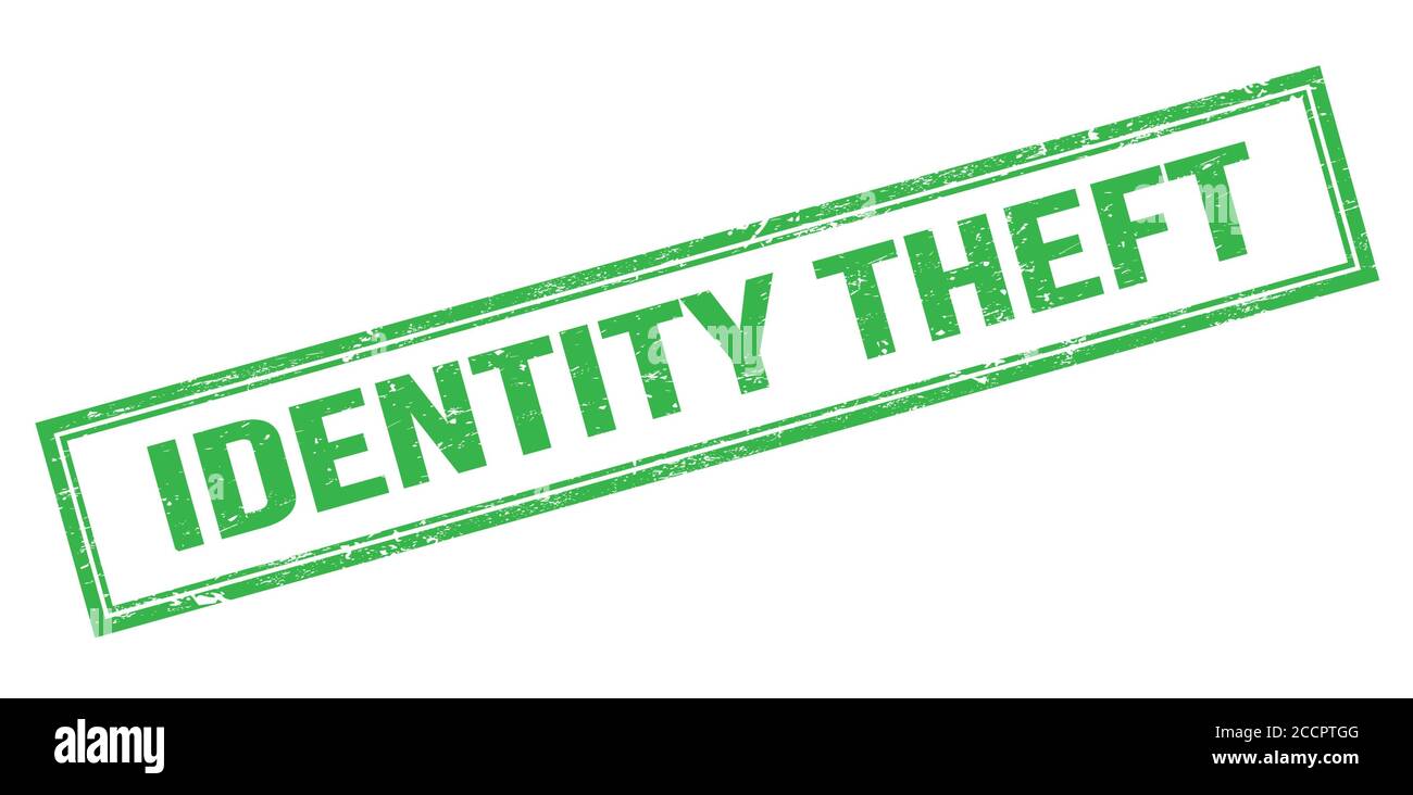 IDENTITY THEFT green grungy rectangle stamp sign Stock Photo - Alamy