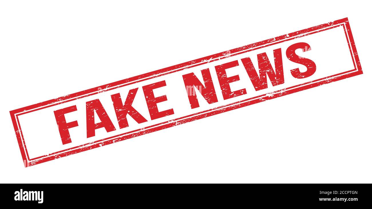 FAKE NEWS red grungy rectangle stamp sign Stock Photo - Alamy