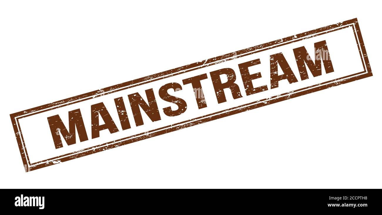 MAINSTREAM brown grungy rectangle stamp sign Stock Photo - Alamy
