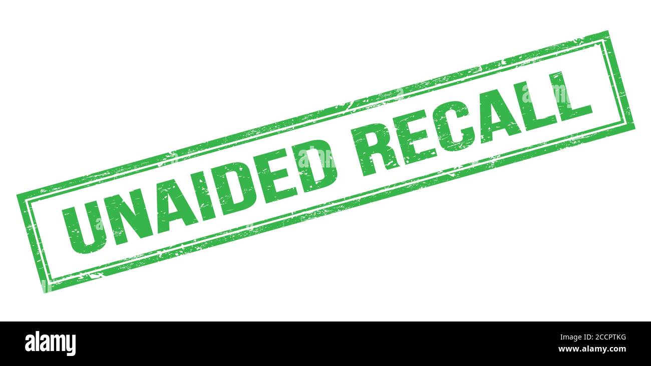 UNAIDED RECALL green grungy rectangle stamp sign Stock Photo - Alamy