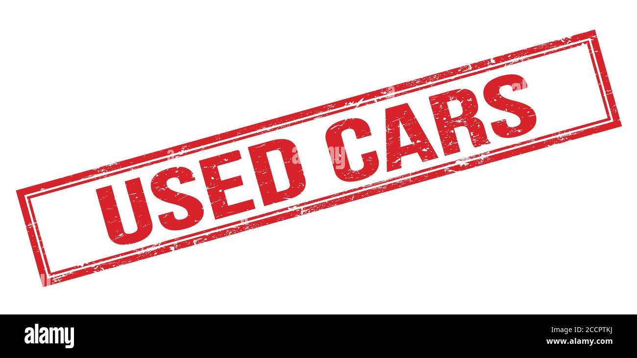 USED CARS red grungy rectangle stamp sign Stock Photo - Alamy