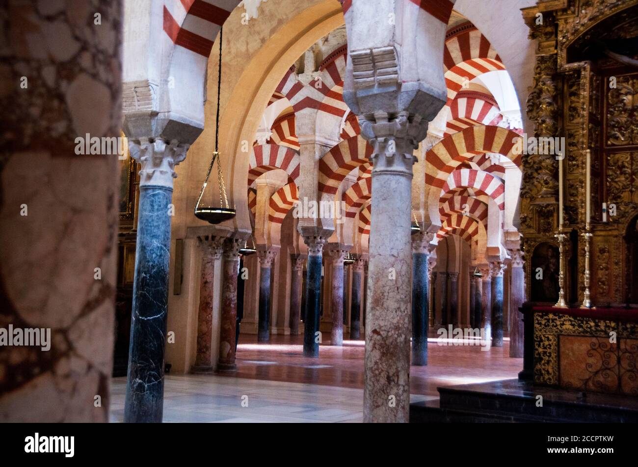 Alternating voussoirs of double arches at the Great Mosque of Cordoba ...