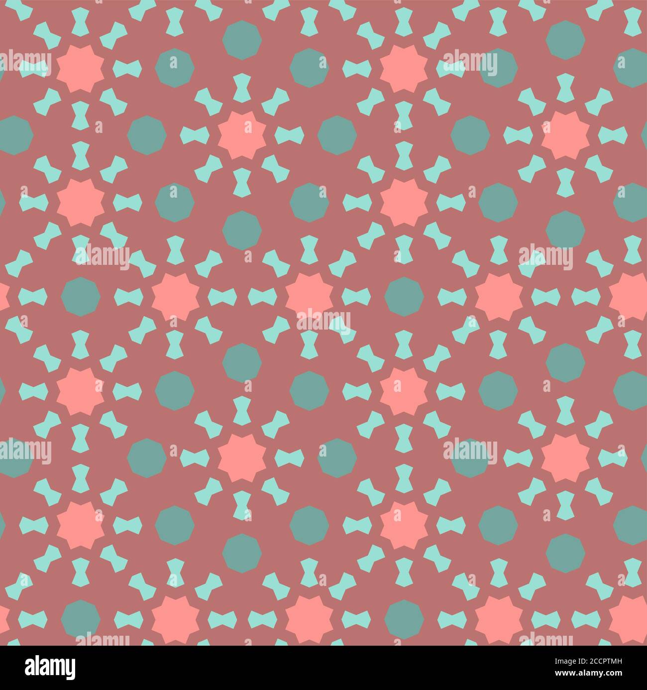 Coral color seamless geometric pattern. Vector repeating texture for ...